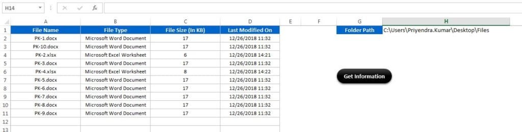 File System Object Get Files Information In Excel Pk An Excel Expert