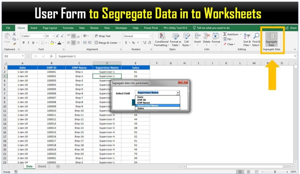 VBA User form for Segregate data into multiple worksheets - PK: An Excel Expert