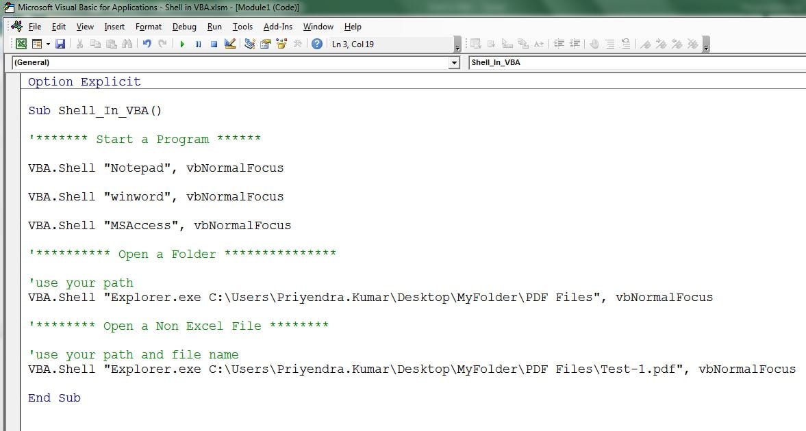 Shell Function In VBA With Example PK An Excel Expert