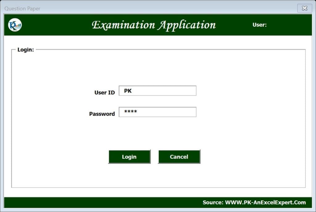 Exam Application Form with Timer - PK: An Excel Expert