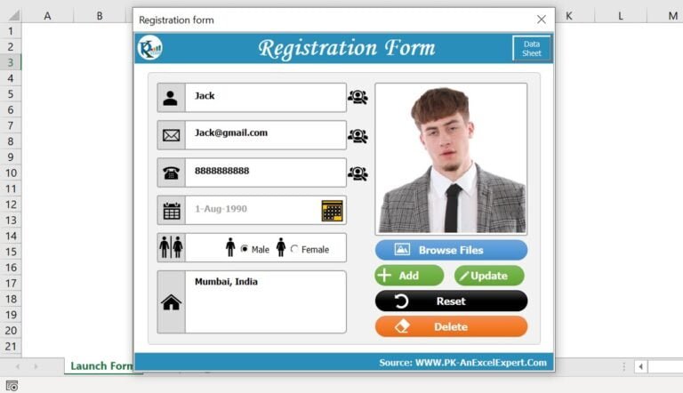 Beautiful Registration form with Picture in Excel VBA - PK: An Excel Expert
