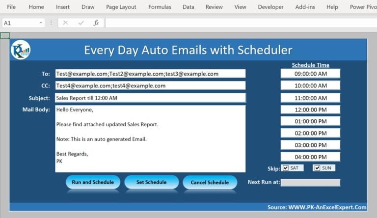 Hourly Auto Email with Scheduler - PK: An Excel Expert