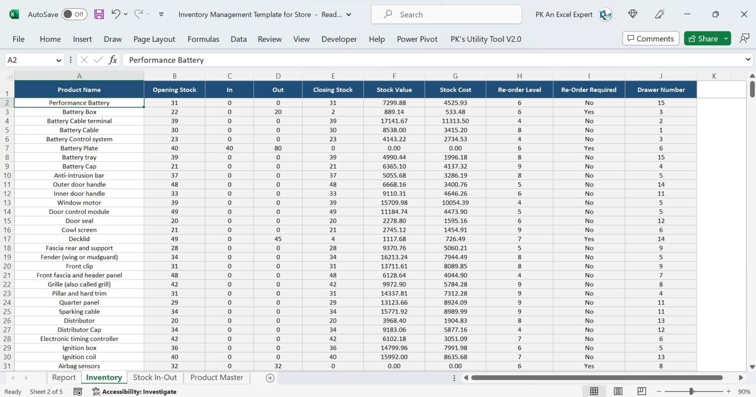 Inventory Management Template for Store - PK: An Excel Expert