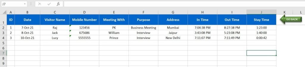 Visitor Log Book in Excel VBA - PK: An Excel Expert