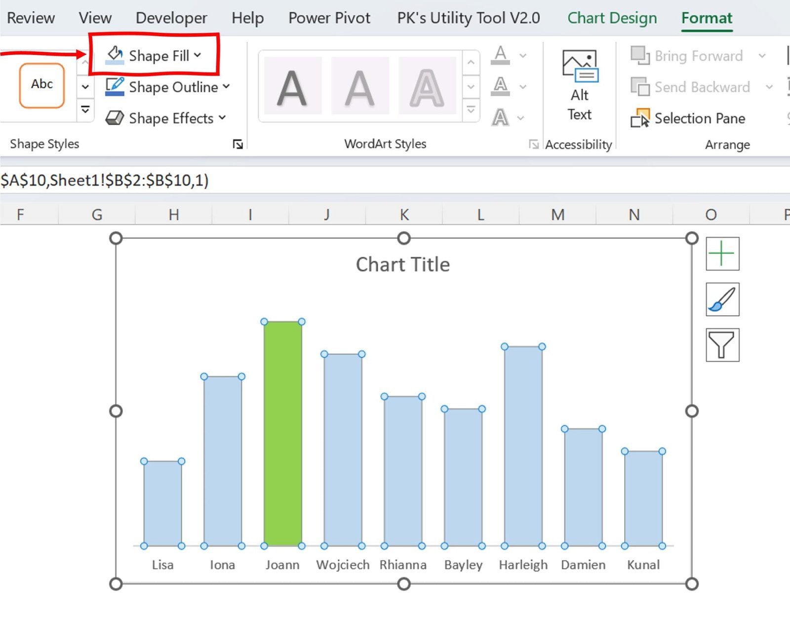 Dynamically highlight topper student chart - PK: An Excel Expert