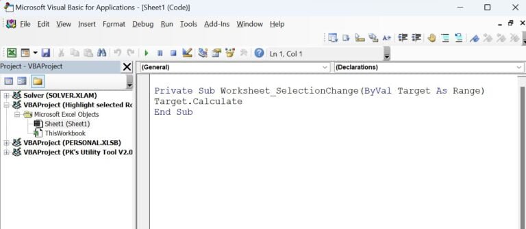 Highlight Row and Column of Active Cell in Data Automatically - PK: An ...