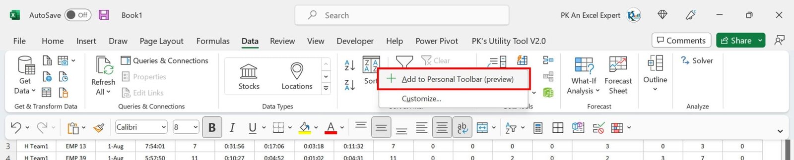 Personal Tool Bar (PTB) in Excel Ribbon Display Options - PK: An Excel ...