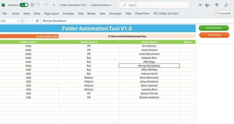 Folder Automation Tool V1.0 in Excel - PK: An Excel Expert