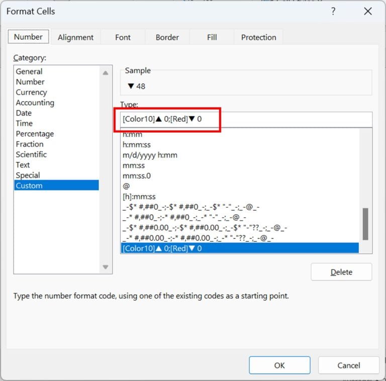 Arrows & Color Coding with Custom Formatting -3 - PK: An Excel Expert