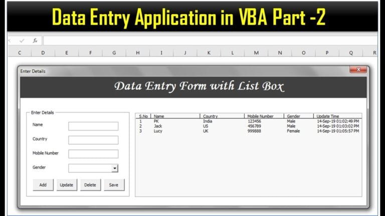 Video Thumbnail: Data Entry Application in Excel VBA – Part 2 - PK: An ...