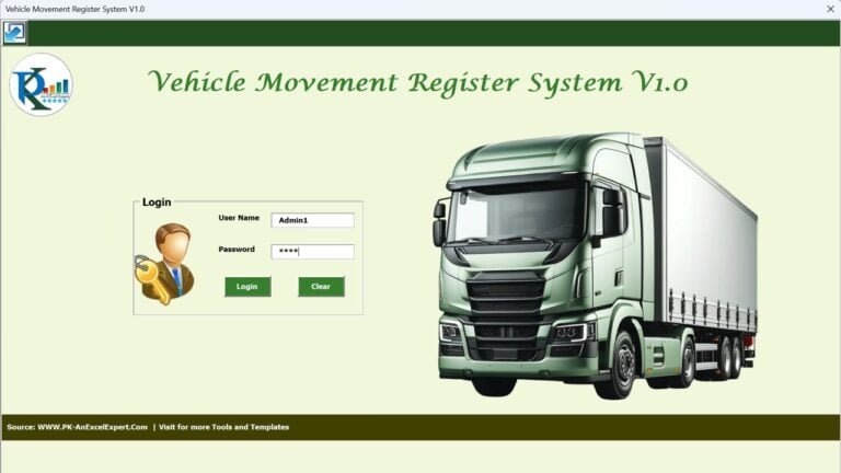 Vehicle Movement Register System V1.0 - PK: An Excel Expert