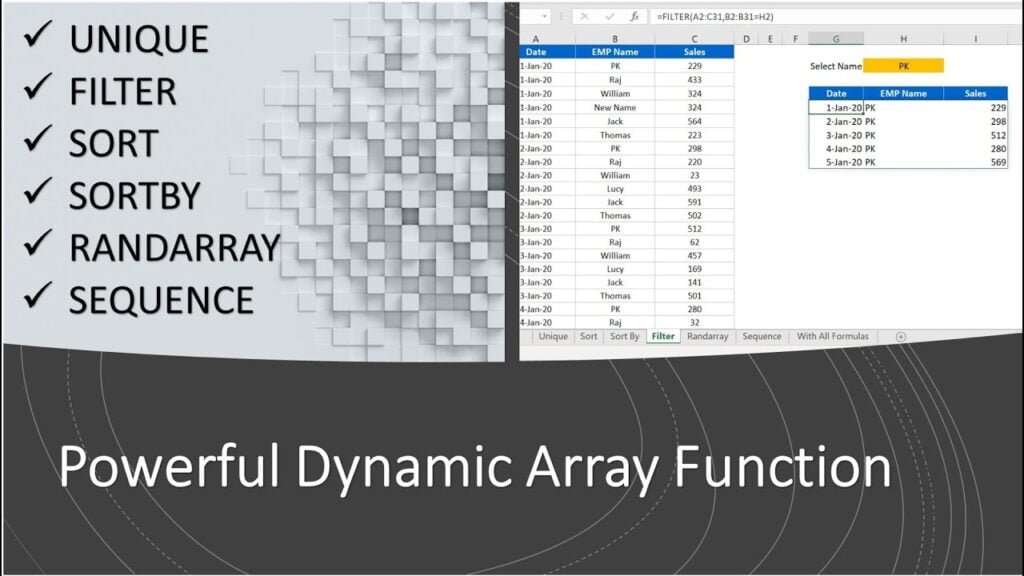 Video Thumbnail: 6 Powerful Dynamic Array Function in Excel | FILTER ...
