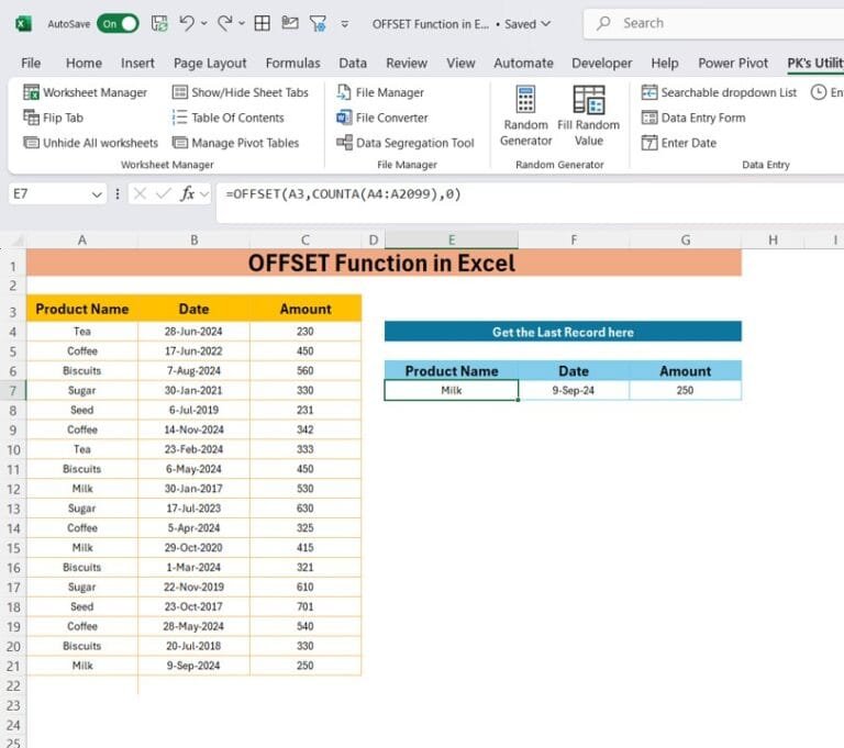 Use OFFSET Function in Excel with Examples - PK: An Excel Expert