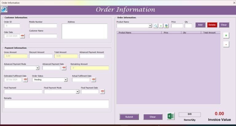 Order Management System V1.0 - PK: An Excel Expert