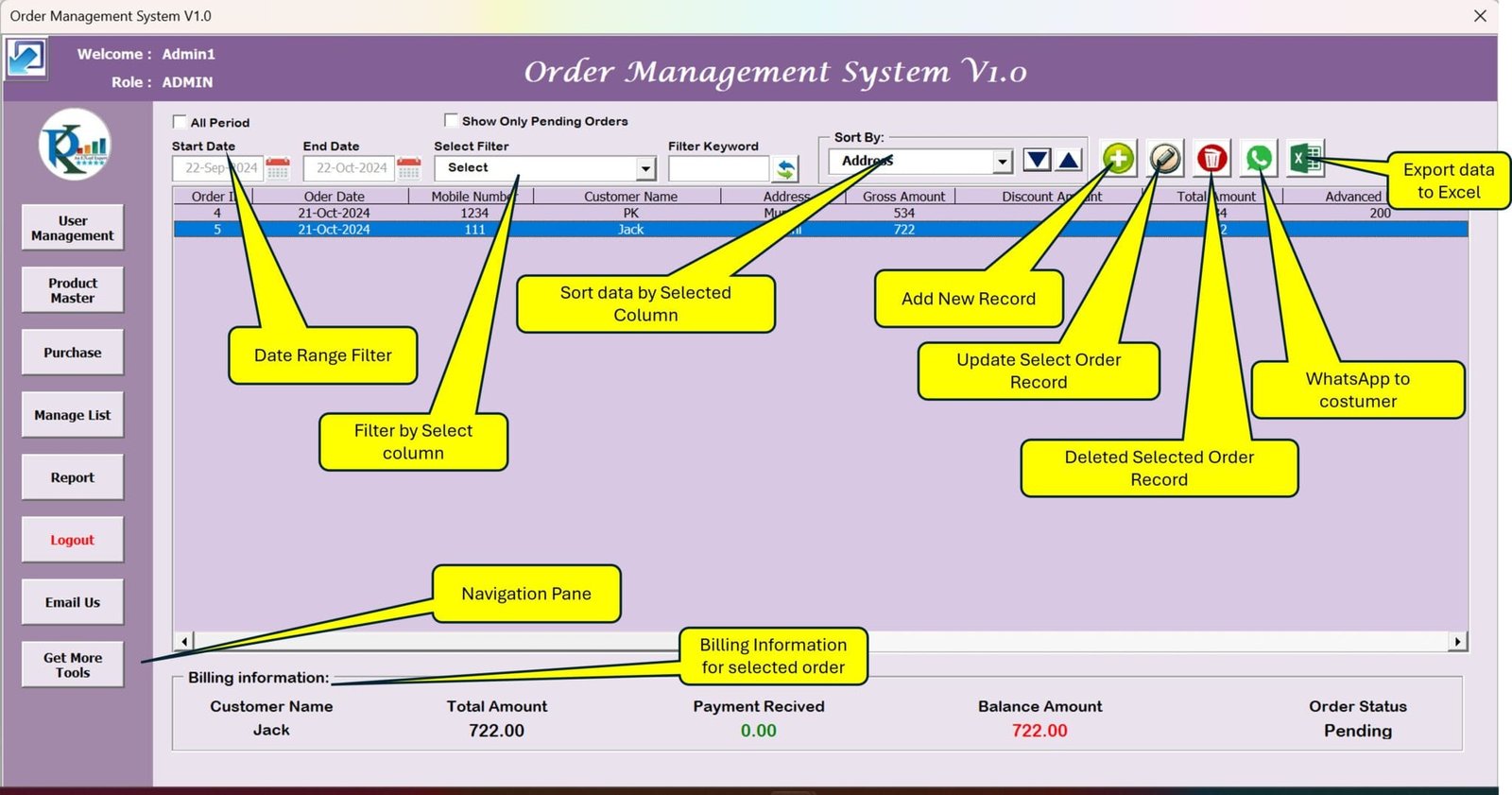 Order Management System V1.0 - PK: An Excel Expert