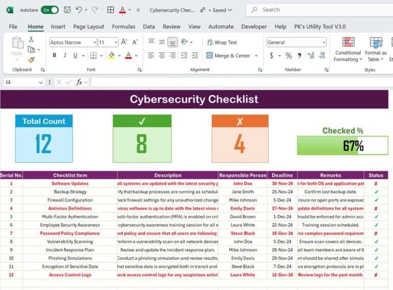 Cybersecurity Checklist - PK: An Excel Expert
