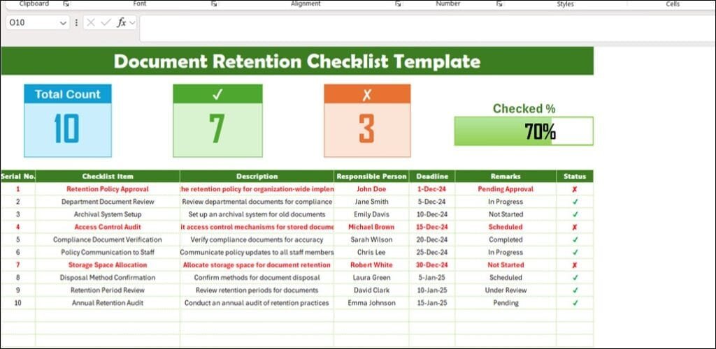 Document Retention Checklist Template in Excel - PK: An Excel Expert