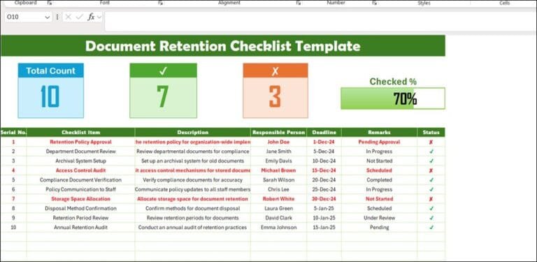 Document Retention Checklist Template in Excel - PK: An Excel Expert