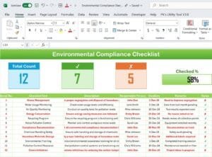 Environmental Compliance Checklist in Excel - PK: An Excel Expert