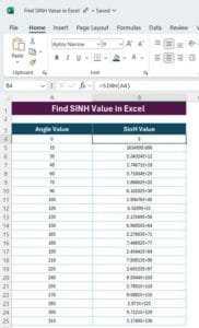 Find SINH Value in Excel with Examples - PK: An Excel Expert