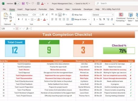 Task Completion Checklist-1 - PK: An Excel Expert