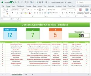 Content Calendar Checklist Template in Excel - PK: An Excel Expert