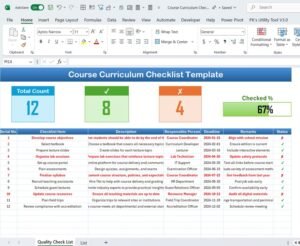 Course Curriculum Checklist Template in Excel - PK: An Excel Expert