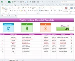 Tool Inventory Checklist Template in Excel - PK: An Excel Expert