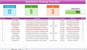 Apartment Hunting Checklist in Excel - PK: An Excel Expert