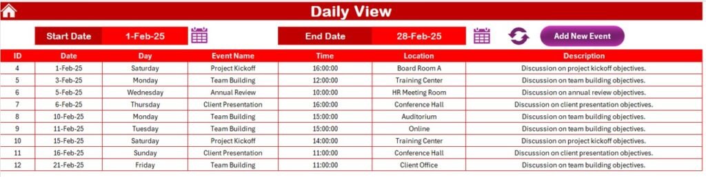 Corporate Meetings Calendar in Excel - PK: An Excel Expert
