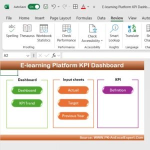 E-learning Platform KPI Dashboard-7 - PK: An Excel Expert