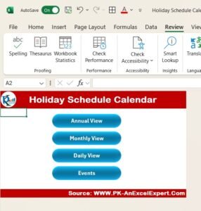 Holiday Schedule Calendar-1 - PK: An Excel Expert