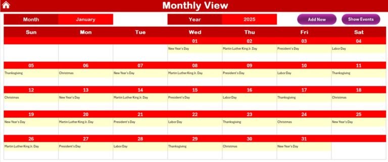 Holiday Schedule Calendar in Excel - PK: An Excel Expert