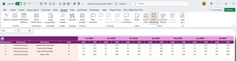 Inventory Accuracy KPI Dashboard 4 - PK: An Excel Expert