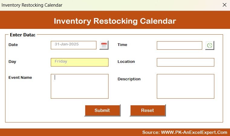 Inventory Restocking Calendar-8 - PK: An Excel Expert
