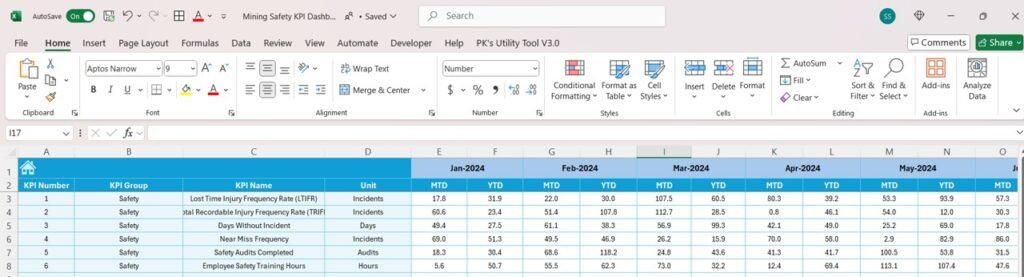 Mining Safety KPI Dashboard in Excel - PK: An Excel Expert