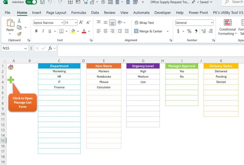Office Supply Request Tracker in Excel - PK: An Excel Expert