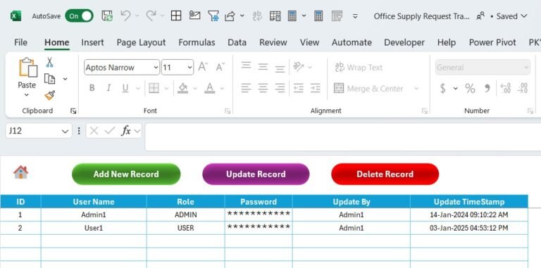 Office Supply Request Tracker in Excel - PK: An Excel Expert