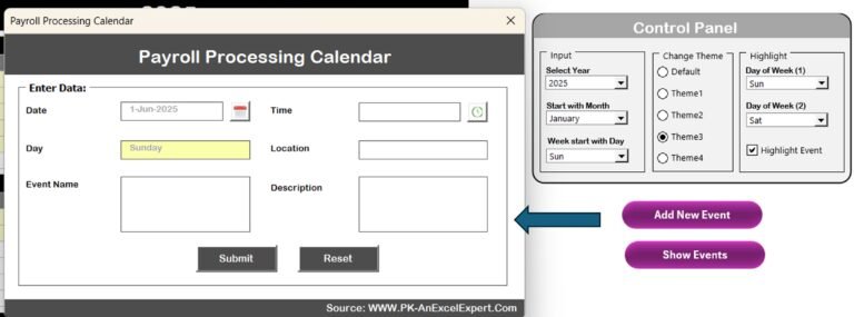 Payroll Processing Calendar in Excel - PK: An Excel Expert