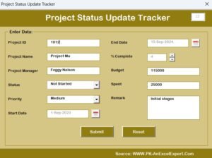 Project Status Update Tracker in Excel - PK: An Excel Expert