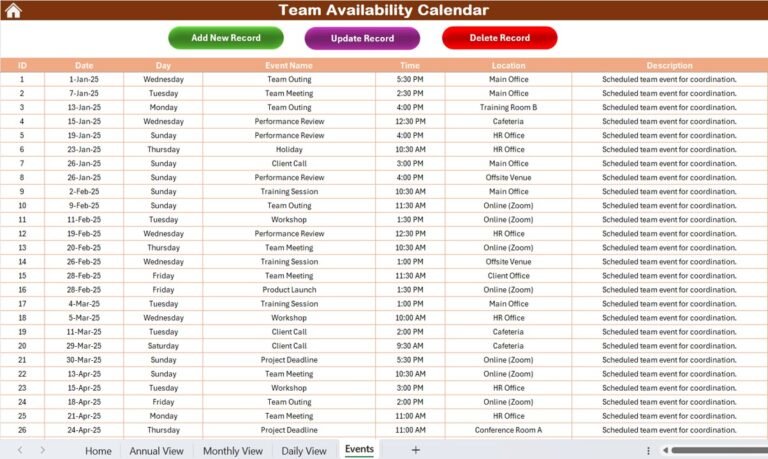 Team Availability Calendar in Excel - PK: An Excel Expert