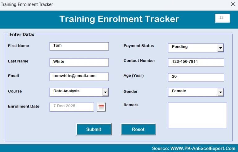 Training Enrolments Tracker in Excel - PK: An Excel Expert