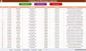 Training and Workshop Calendar in Excel - PK: An Excel Expert