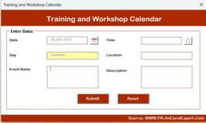 Training and Workshop Calendar in Excel - PK: An Excel Expert