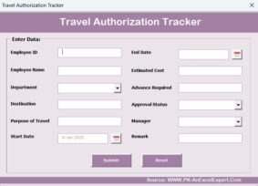 Travel Authorization Tracker in Excel - PK: An Excel Expert