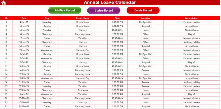 Annual Leave Calendar in Excel - PK: An Excel Expert