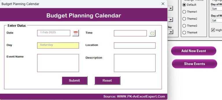 Budget Planning Calendar in Excel - PK: An Excel Expert