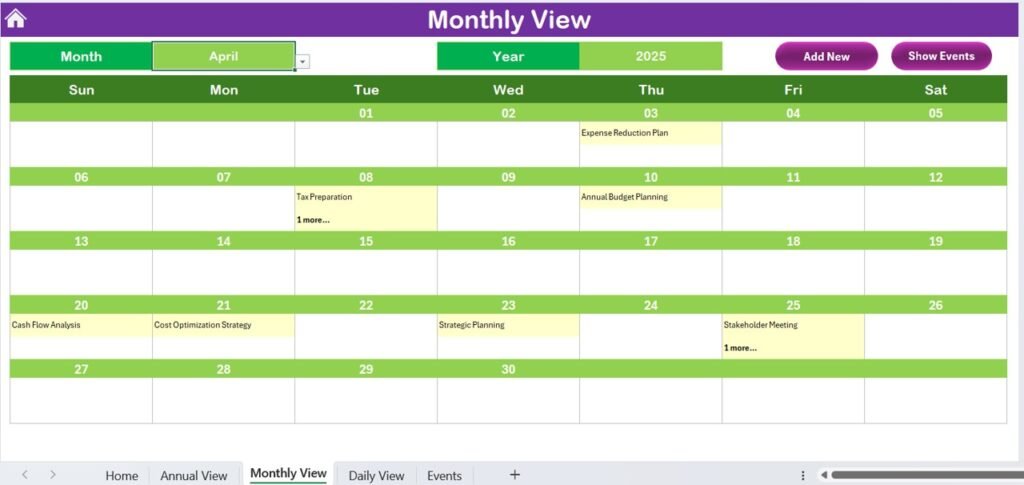 Budget Planning Calendar in Excel - PK: An Excel Expert