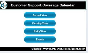Customer Support Coverage Calendar in Excel - PK: An Excel Expert