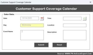 Customer Support Coverage Calendar in Excel - PK: An Excel Expert